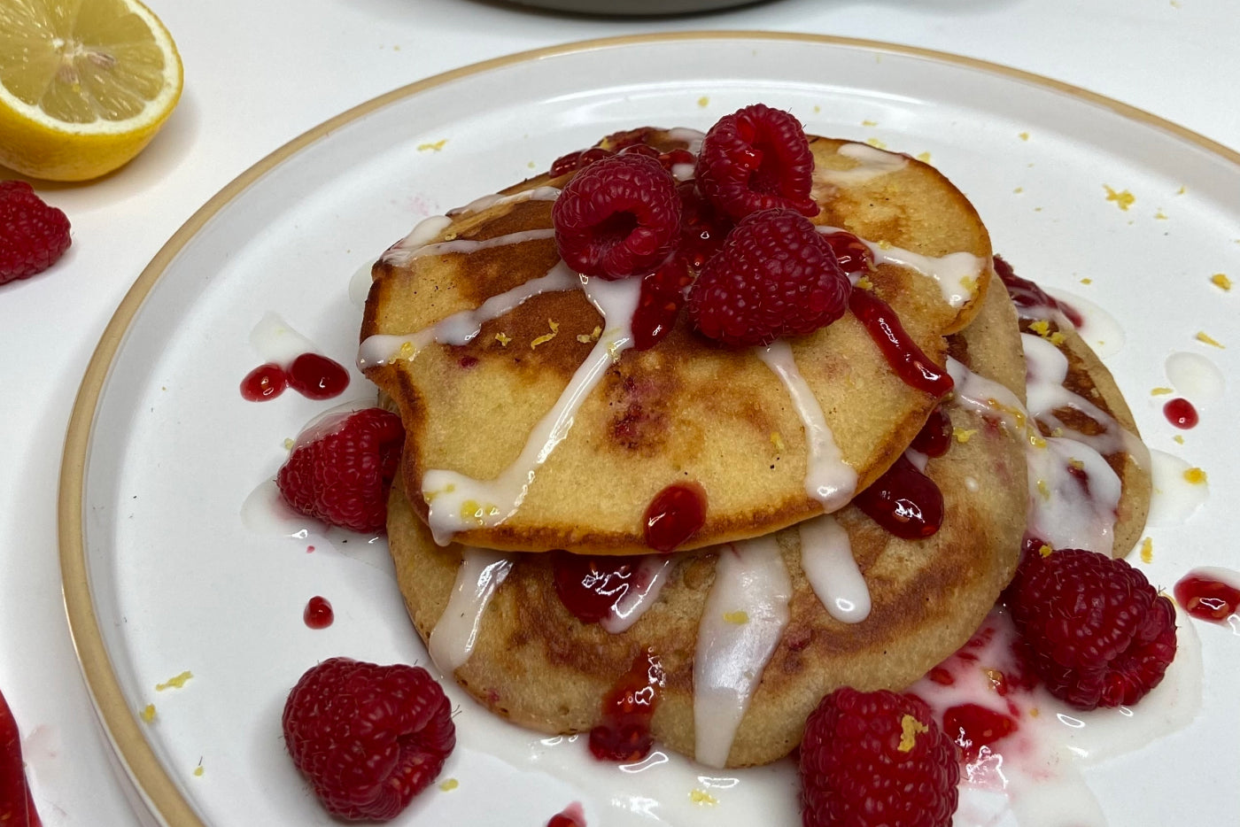 Fluffy Lemon & Raspberry Pancakes–Our Place