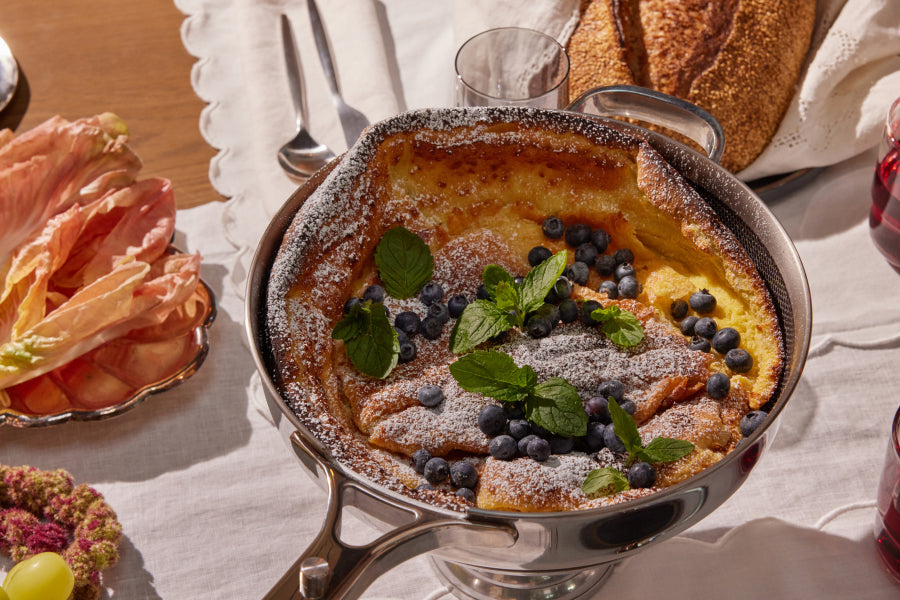 Dutch Baby with Blueberries and Lemon Mint Syrup | Our Place